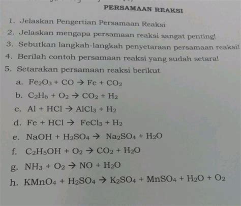 PERSAMAAN REAKSI 1 Jelaskan Pengertian | StudyX