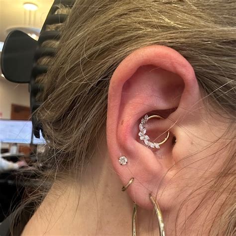 16g Gold Daith Jewelry Cute Daith Earring Clicker Butterfly Cz