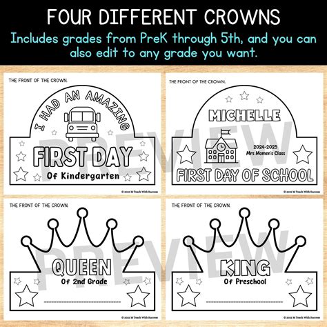 Editable Back To School Paper Crown Crafts First Day Of School Crown