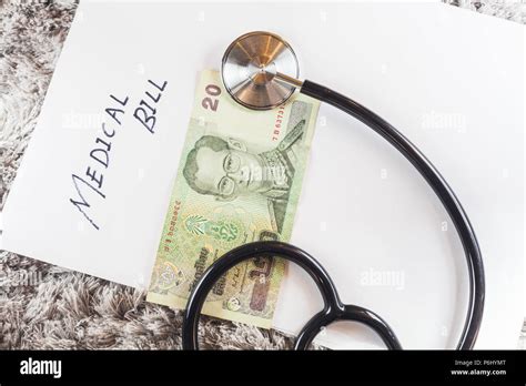 Stethoscope With Wording Of Medical Bill Showing Expensive Healthcare