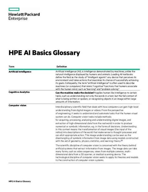 Hpe Ai Basics Glossary Techtonic Times