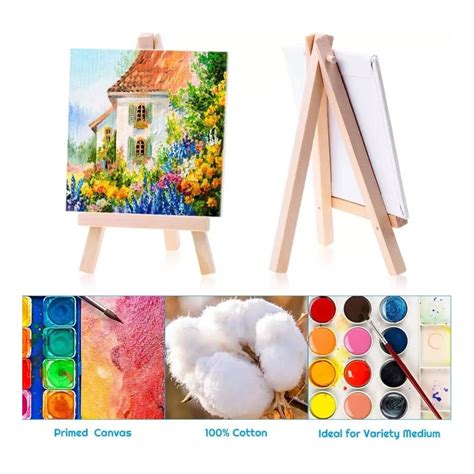 Juego De Mini Lienzos Minicaballete Con Bastidor De Lienzo 14 Pzs