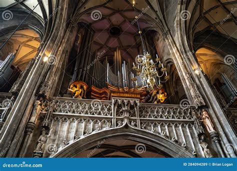 Horizontal View Of Pipe Organs Of St Stephen S Cathedral Located In