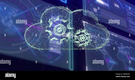 Displaying Holographic Cloud Icon Floating In Virtual Data Interface