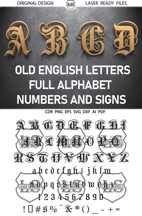 Old English Alphabet Letters Svg Cuttable Files Silhouette Cricut Files