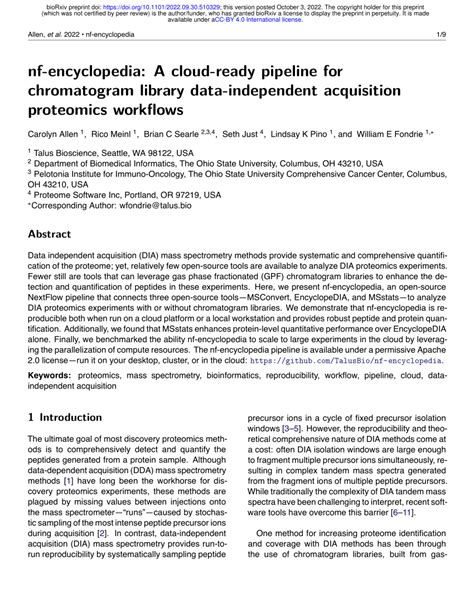 Pdf Nf Encyclopedia A Cloud Ready Pipeline For Chromatogram Library