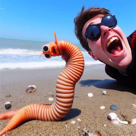 Beach Worm Selfie Rweirddalle