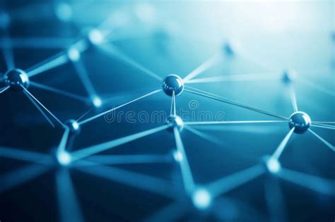 Abstract Network Of Metallic Spheres And Lines In Blue Tones Stock