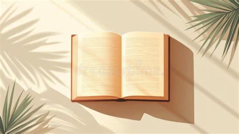 Open Book With Palm Leaf Shadows Stock Illustration Illustration Of Pixel Beige 363134699