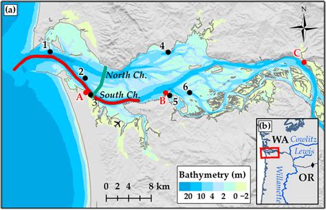 Map With A Bathymetry And B Location Of The Columbia River Estuary