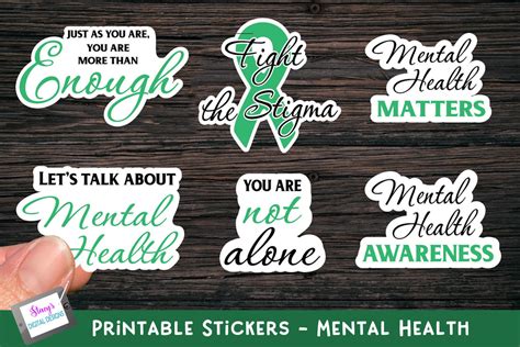 Mental Health Sticker Bundle 6 Mental Health Stickers So Fontsy