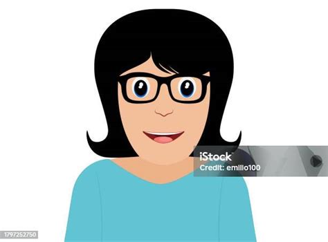 Cute Girl With Happy Nerd Face Vector Illustration Stock Illustration