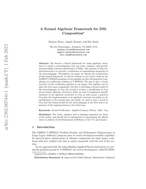 Pdf A Formal Algebraic Framework For Dsl Composition