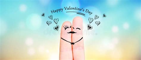 Happy Fingern In Liebe Feiern Valentinstag 3d Illustration Stockfoto