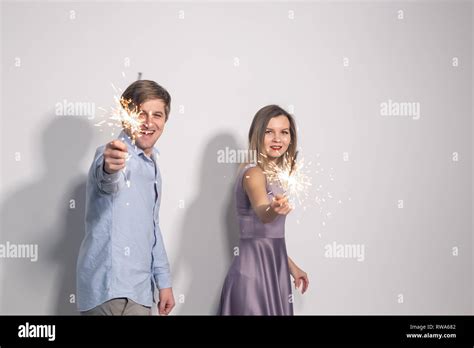 Fun Love And Holiday Concept Man And Woman Fooling Around With