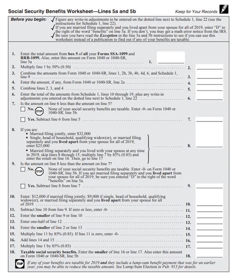 Social Security Benefits Worksheet Printable File