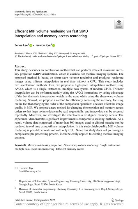 Efficient Mip Volume Rendering Via Fast Simd Interpolation And Memory