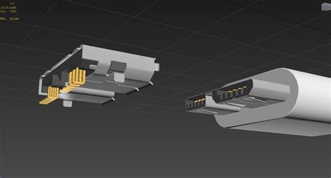 Micro Usb 30 Male And Female Connector 3d Model 13 Fbx C4d Max