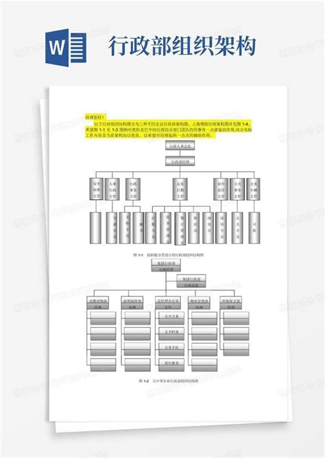 行政部组织架构 Word模板下载 编号lejbrpdx 熊猫办公