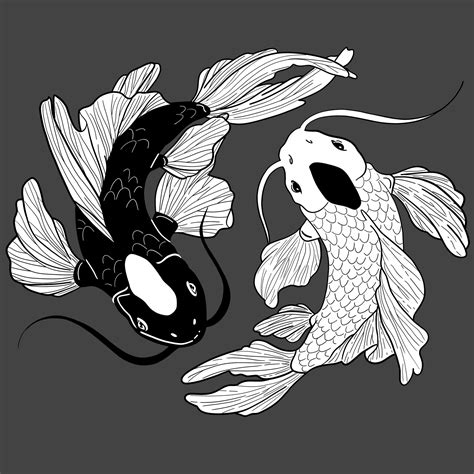 Koi Art Black And White