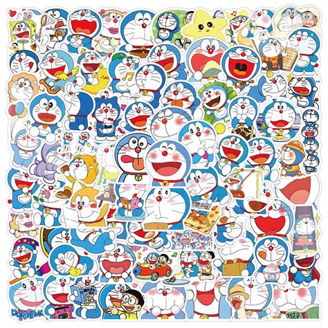 103pcs Cartoon Cute Doraemon Waterproof Stickers For Helmet Bicycle