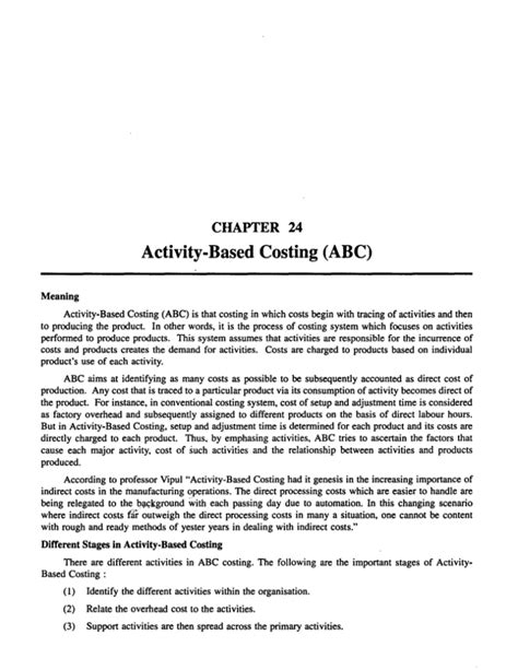 Activity Based Costing Abc Explained