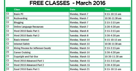 Registration Open For March 2016 Classes