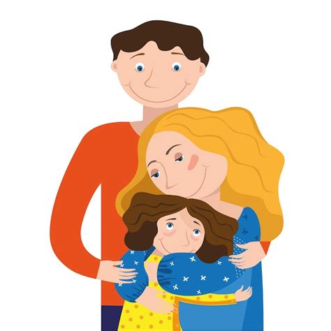 Mamá E Hija Abrazándose En Un Fondo Blanco Vector Premium