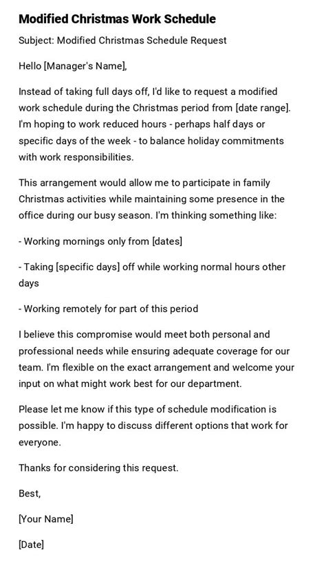 Christmas Leave Letter