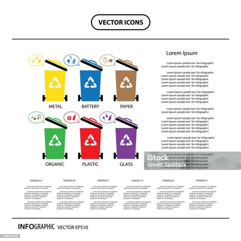 Trash Categories Recycle Bin Info Graphic Icon Stock Illustration