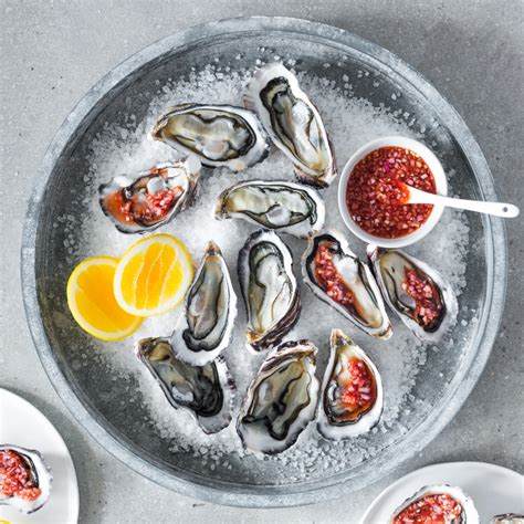 Sanford And Sons Pacific Oysters With Mignonette Dressing And Lemon