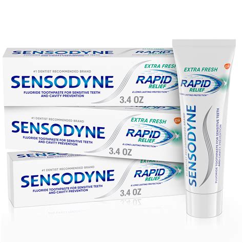 6 Count 3 4 Oz Sensodyne Rapid Relief Sensitive Toothpaste Extra Fresh 7 5 Oz Dial