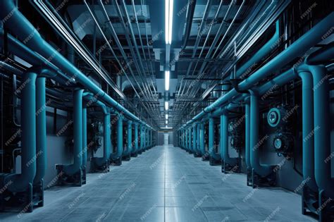Premium Ai Image Data Center Cooling System With Pipes And Vents Created With Generative Ai