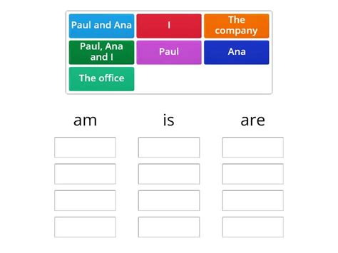 Verb To Be Simple Present With Nouns 按組排序