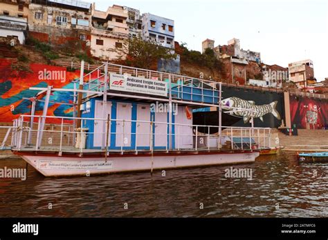 View Of Popular Assi Ghat With Several Pilgrims That Stands At The