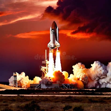 A Space Shuttle Launch At Sunset Stock Illustration Illustration Of Shuttle Fiery 330026035