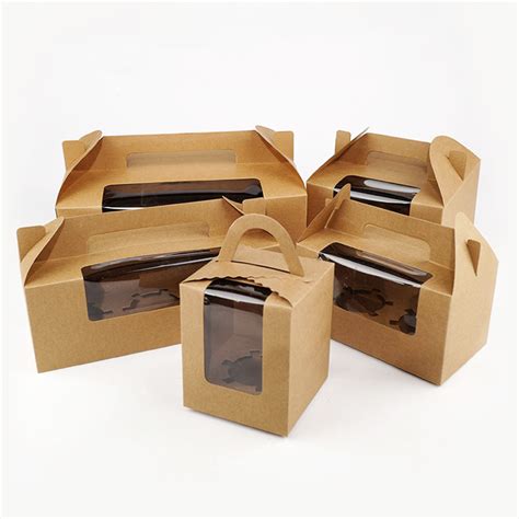 Biodegradable Paper Box Bakery Cupcake Pvc Window Food Storage