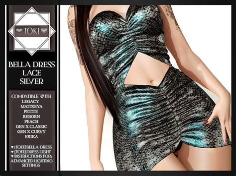 Second Life Marketplace [toki] Bella Dress Lace Silver