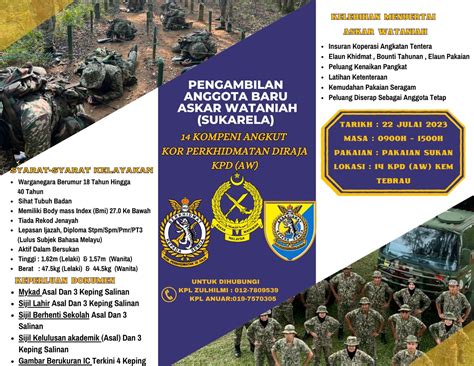 Iklan Jawatan Askar Wataniah • Jawatan Kosong Terkini