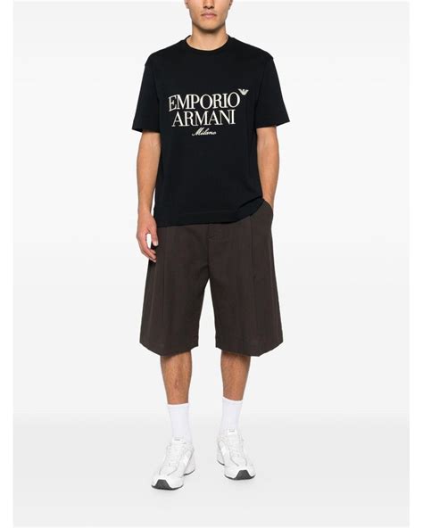 Emporio Armani Logo Cotton T Shirt In Black For Men Lyst Uk