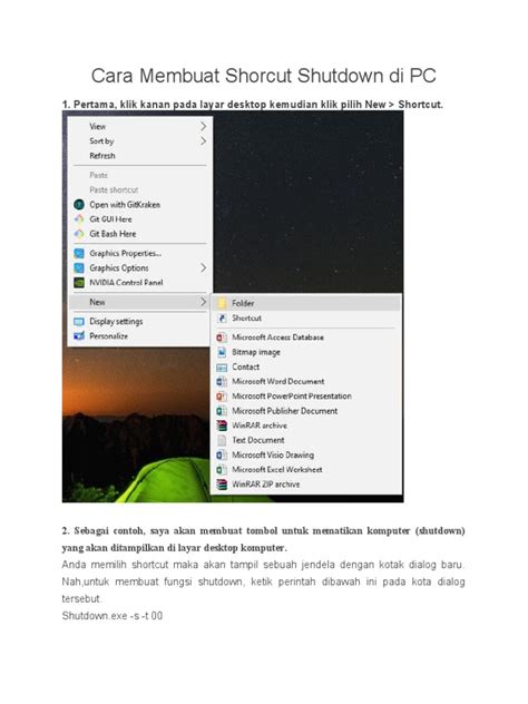 cara membuat shorcut shutdown di pc pdf