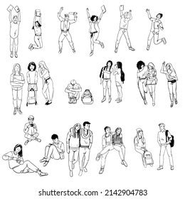Illustration Young People Poses Styles Stock Vector Royalty Free