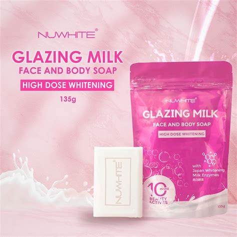 Nuwhite Glazing Milk Face And Body Soap High Dose Whitening Bar With