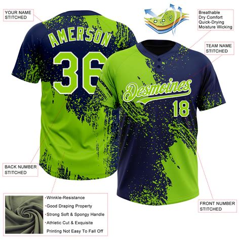 Custom Neon Green Navy White 3d Pattern Abstract Brush Stroke Two