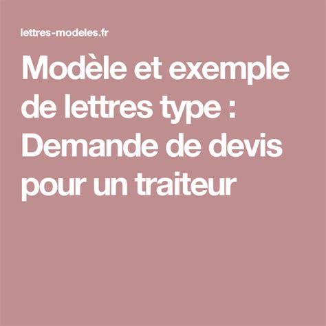 Modèle Et Exemple De Lettres Type Demande De Devis Pour Un Traiteur