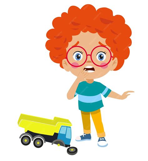 Premium Vector Sad Boy With Broken Toy Car Wheel