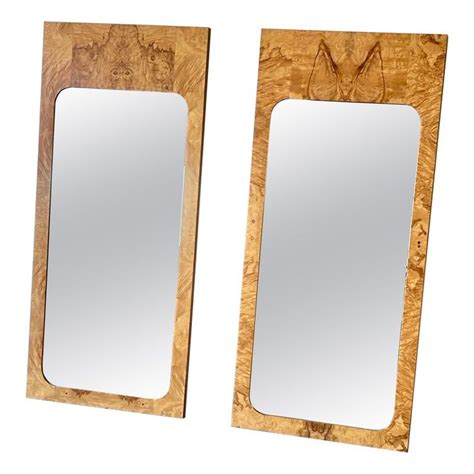 Mid Century Modern Burl Wood Mirrors By Milo Baughman For Lane
