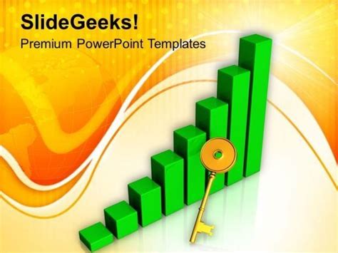 business bar graph with golden key powerpoint templates ppt backgrounds