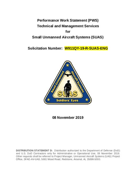 Perance Work Statement Pws Unmanned Aircraft Doc Template Pdffiller
