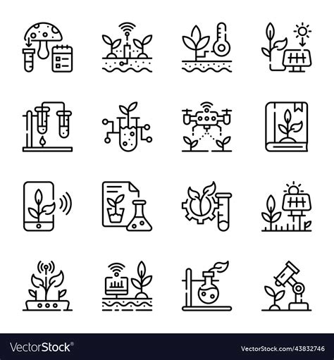 Pack Of Bio Science Line Icons Royalty Free Vector Image